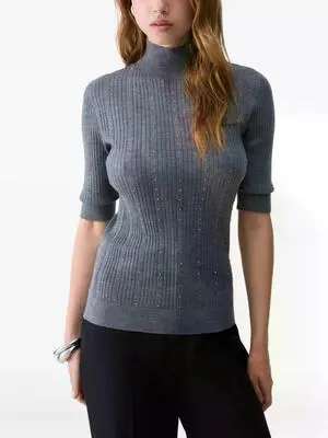 Liu Jo Wool Top With Rhinestone Embellishments