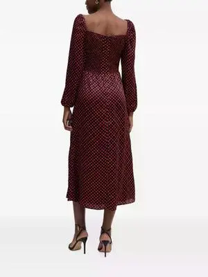 MORGAN Heart-print Ruched Midi Dress