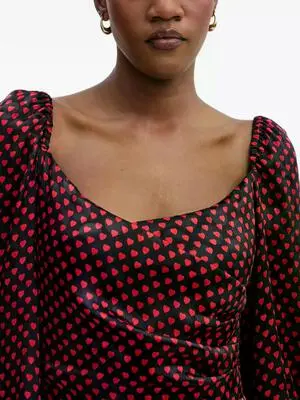 MORGAN Heart-print Ruched Midi Dress