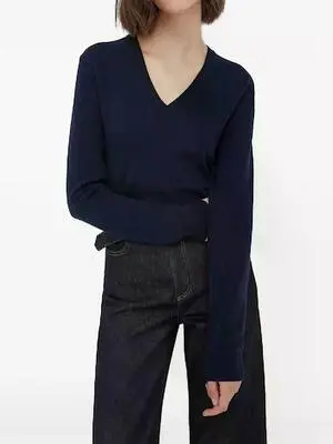 BENETTON Fine Knit V-neck Sweater - Blue
