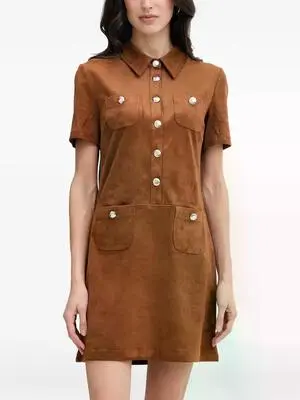 MORGAN Button-up Short-sleeve Mini Dress - Brown