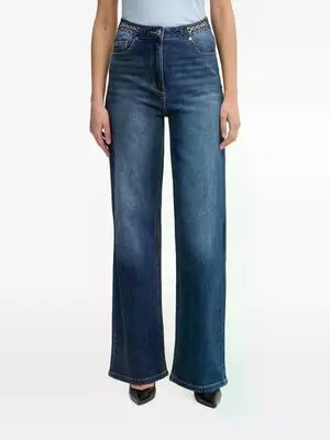 MORGAN Chain-link-detail Wide-leg Jeans - Blue