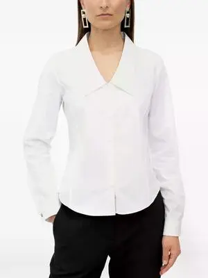 Hugo Pointed-collar Logo-plaque Shirt - White