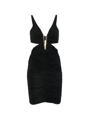 Elisabetta Franchi Ruched Cutout Mini Dress - Black