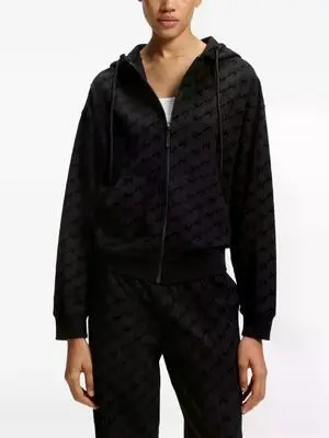 Hugo Relaxed-fit Hooded Jacket With Flocked-logo Print