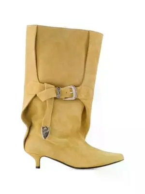 Toga Buckled Suede Boots - Neutrals