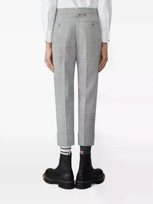 Thom Browne Wool Pique Gunclub Check Double Needle Stitch Trousers - Grey