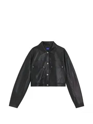 Hugo Relaxed-fit Jacket In Faux Leather - Black