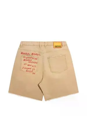 DIET STARTS MONDAY Monday Embroidered Distressed Denim Shorts