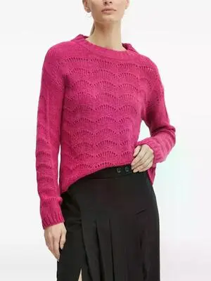 MORGAN Pointelle-knit Scalloped Sweater