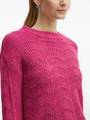 MORGAN Pointelle-knit Scalloped Sweater