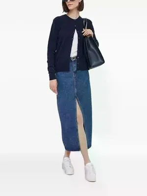 BENETTON Button-up Fine Knit Cardigan - Blue