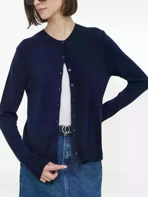 BENETTON Button-up Fine Knit Cardigan - Blue