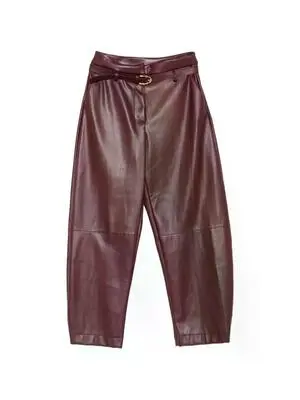 Imperial Belted Faux-leather Trousers - Red