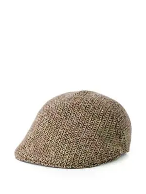 Brunello Cucinelli Dazzling & Sparkling Virgin Wool Chevron Flat Hat - Brown