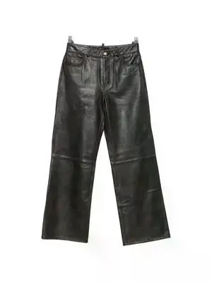 Maje Leather Straight-leg Trousers - Brown