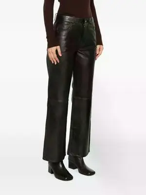 Maje Leather Straight-leg Trousers