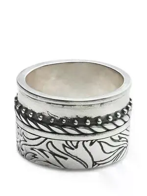 MAISON MARGIELA Floral-engraved Layered Ring - Silver