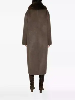 Maje Faux-fur Collar Single-breasted Coat