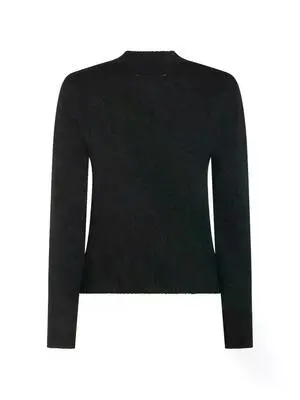 MAISON MARGIELA Logo-embroidered Crew Neck Sweater - Black
