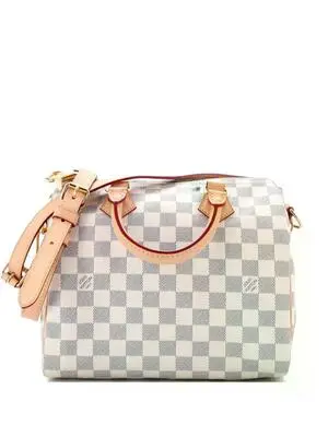 LOUIS VUITTON Speedy Bandouliere Bag Damier 25 Satchel - White