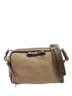 Prada Bow Logo-jacquard Cross Bady Bag - Neutrals