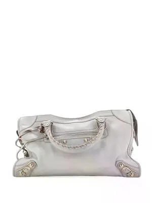 Balenciaga City Classic Metallic Edge Bag Leather Medium Satchel - Grey