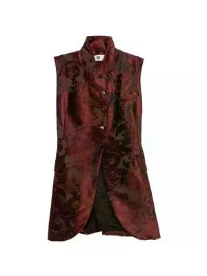 MARC LE BIHAN Floral-jacquard Sleeveless Jacket - Red