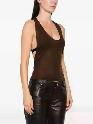 EB DENIM Valley Sheer Racer Tank Top - Brown