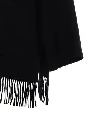 THE DYNAMIS STUDIO Fringed V-neck Jacket - Black