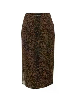 Carolina Herrera Leopard-print Silk Midi Skirt - Brown