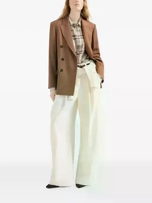 Brunello Cucinelli Silk Pongée Macrocheck Shirt - Neutrals