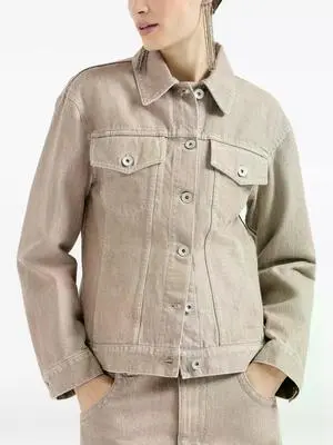 Brunello Cucinelli Lamé Denim Four-pocket Outerwear Jacket With Monili Embroidery