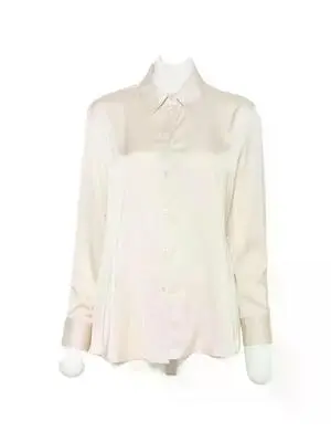 Imperial Belted Satin-finish Shirt - Neutrals