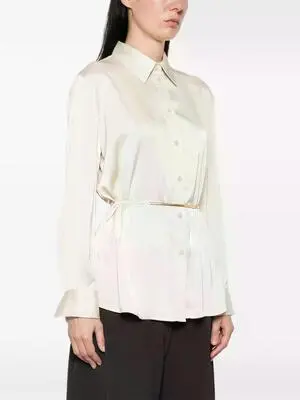 Imperial Belted Satin-finish Shirt - Neutrals