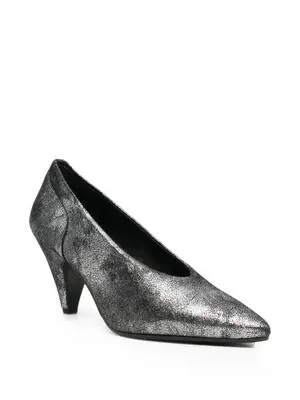 DEL CARLO Crackle-effect Pointed-toe Pumps