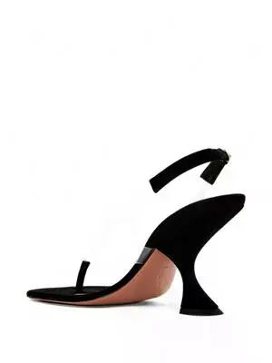 Amina Muaddi Mackenzie Thong Heeled Sandals - Black