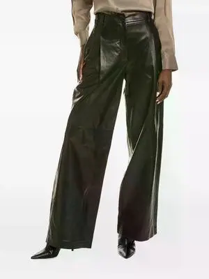 Brunello Cucinelli Wide-leg Leather Trousers - Black