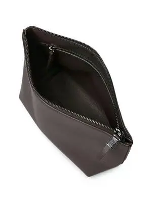 Brunello Cucinelli Grained Calfskin Pouch With Monili - Brown