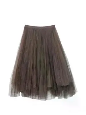 MARC LE BIHAN Tulle Layered Midi Skirt - Brown