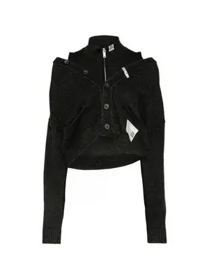 Mihara Yasuhiro Layered Knit Cardigan - Black