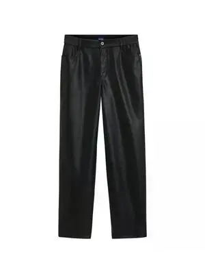 Hugo Relaxed-fit Faux Leather Trousers With Patch Pockets - Black