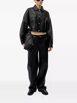 Hugo Relaxed-fit Faux Leather Trousers With Patch Pockets