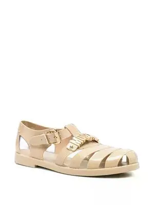 Moschino Logo-plaque Caged Sandals - Neutrals