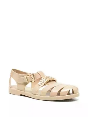 Moschino Plaque Caged Sandals - Neutrals