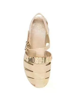 Moschino Plaque Caged Sandals - Neutrals