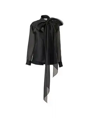 Carolina Herrera Bow-detail Organza Shirt - Black