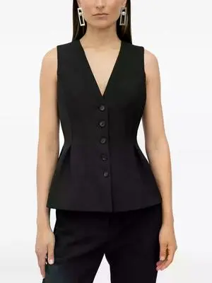 Hugo Sharp-fit Waistcoat With Peplum Hem - Black