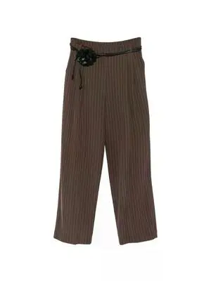 Imperial Pinstripe Pattern Pleated Trousers - Brown