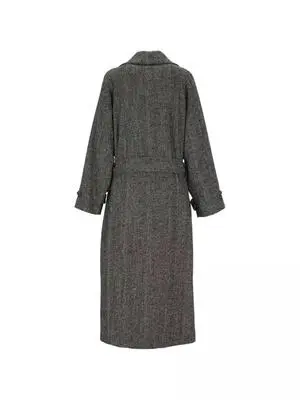 KRISTINA TI Herringbone-pattern Double-breasted Coat